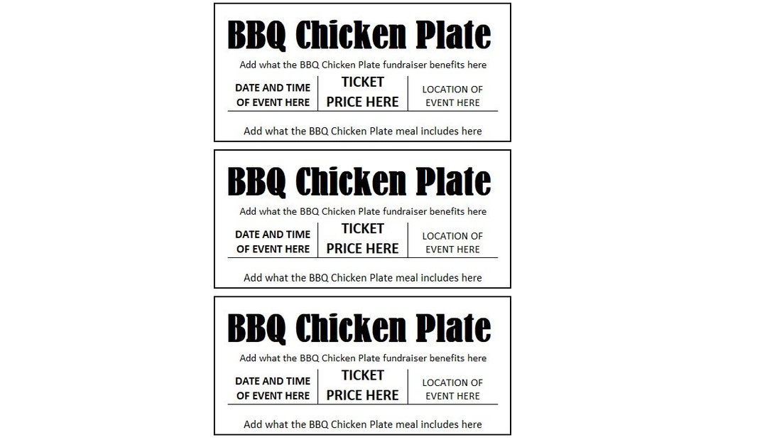 Fundraiser Ticket, BBQ Chicken Fundraiser Ticket, BBQ Fundraiser Ticket ...