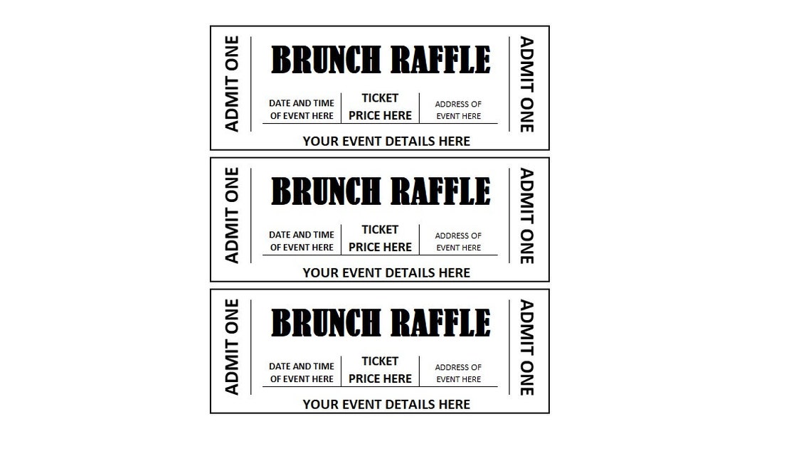 Editable Brunch Raffle Event Ticket, Brunch Raffle Ticket Printables ...
