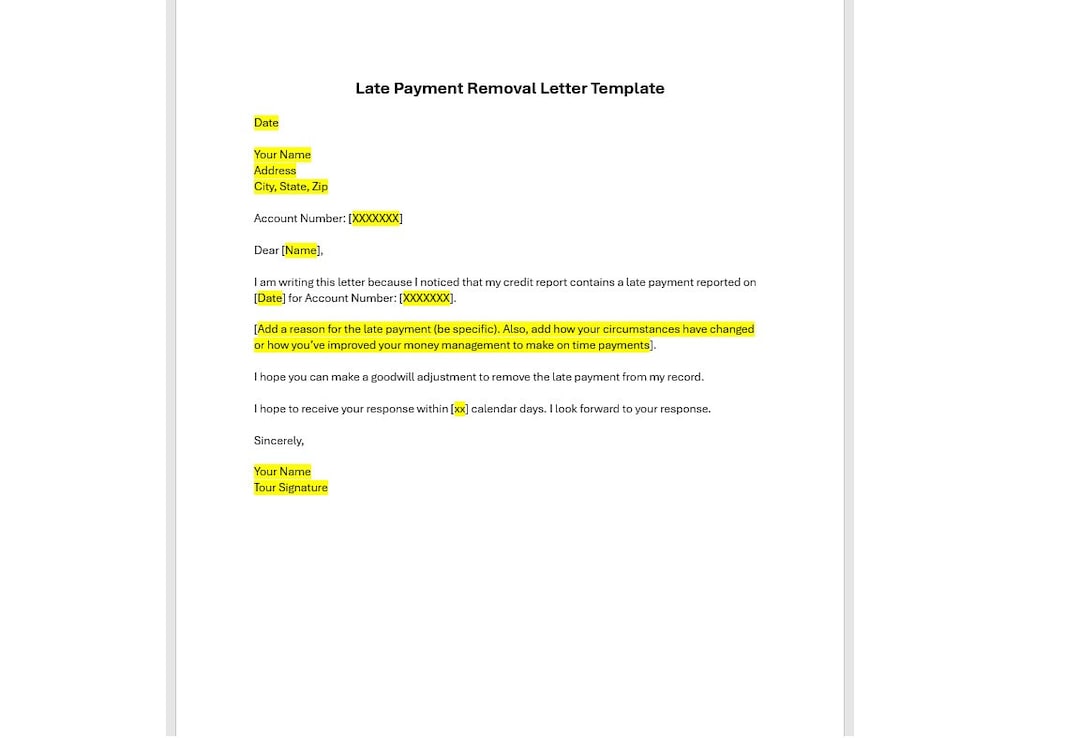 Editable Late Payment Removal Letter Template, Late Payment Removal ... Editable Late Payment Removal Letter Template, Late Payment Removal ...
