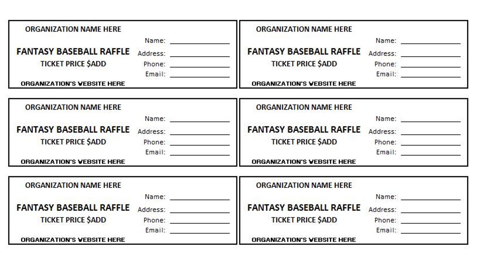 Editable Fantasy Baseball Raffle Ticket, Fantasy Baseball Raffle, Enter ...