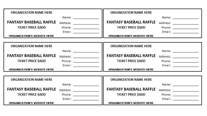 Editable Fantasy Baseball Raffle Ticket, Fantasy Baseball Raffle, Enter ...