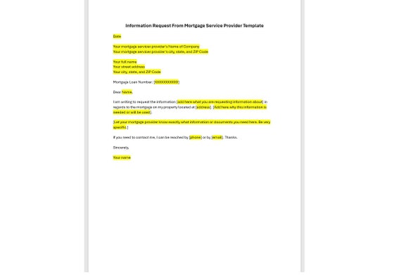 Service Letter Request Format