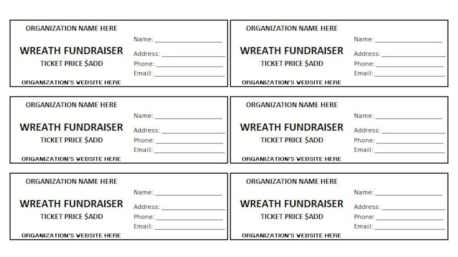 Editable Wreath Fundraiser Raffle Ticket, Wreath Raffle, Enter to Win ...