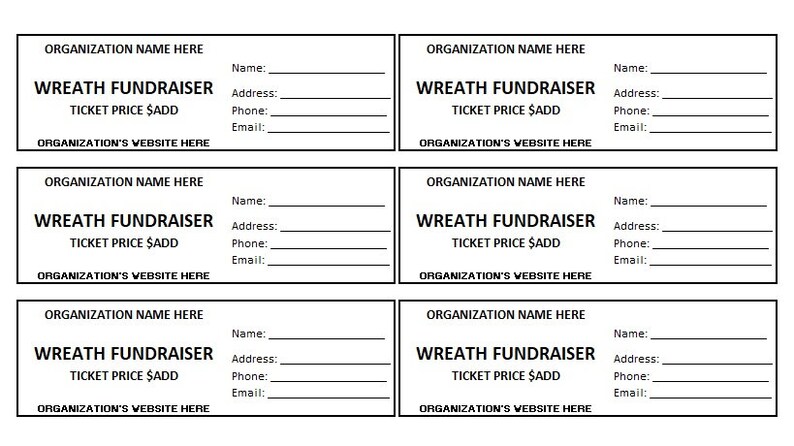 Editable Wreath Fundraiser Raffle Ticket, Wreath Raffle, Enter to Win ...