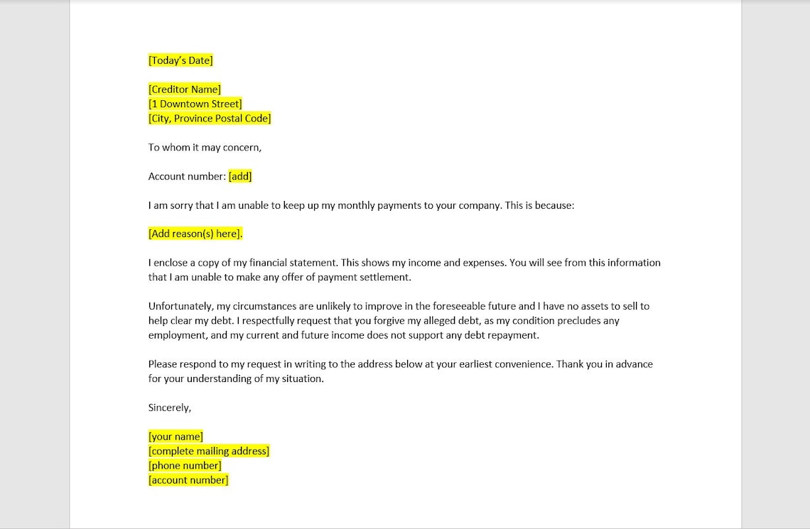 Request to Write off a Debt Letter, Request to Write off a Debt Letter ...