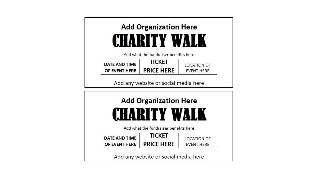 Charity Walk Ticket, Charity Walk Fundraiser Ticket, Charity Walk ...