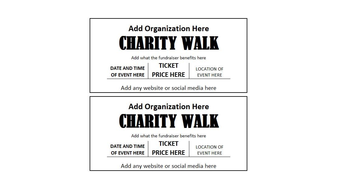 Charity Walk Ticket, Charity Walk Fundraiser Ticket, Charity Walk ...