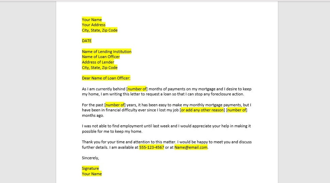 Buy Stop Foreclosure Loan Request Letter Template, Stop Foreclosure ...