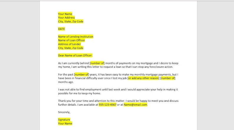 Stop Foreclosure Loan Request Letter Template, Stop Foreclosure Loan ...