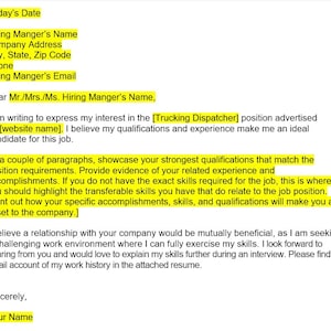 Trucking Dispatcher Cover Letter Cover Letter Template - Etsy