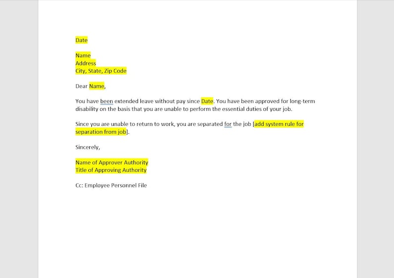 Long Term Disability Letter, Long Term Disability Letter Template ...