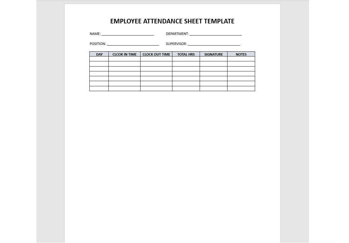 Editable Employee Attendance Sheet, Employee Attendance Sheet ...