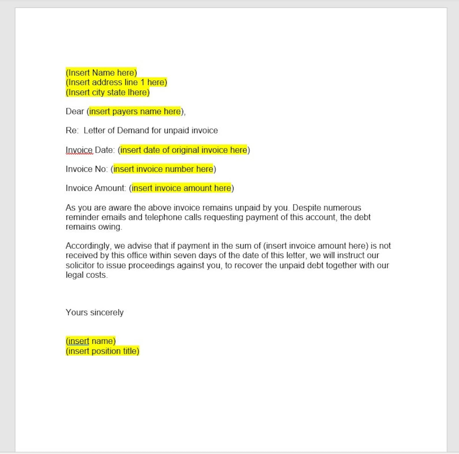Payment Demand Letter Template, Payment Demand Letter, Payment Demand ...