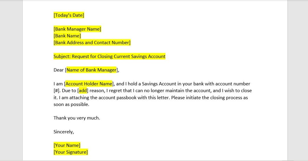 10 Closure Account Letter NaodSunnie
