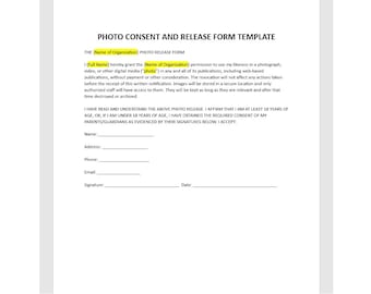 Participant Consent Form Template - Etsy