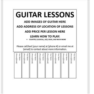 Guitar Lesson Flyer - Etsy