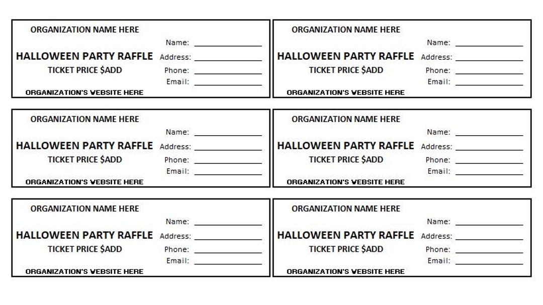 Editable Halloween Party Raffle Raffle Ticket, Halloween Party Raffle ...