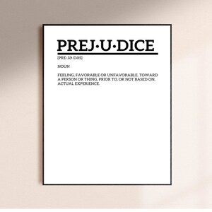 Prejudice Definition Print, Social Justice Print, Equality Print ...