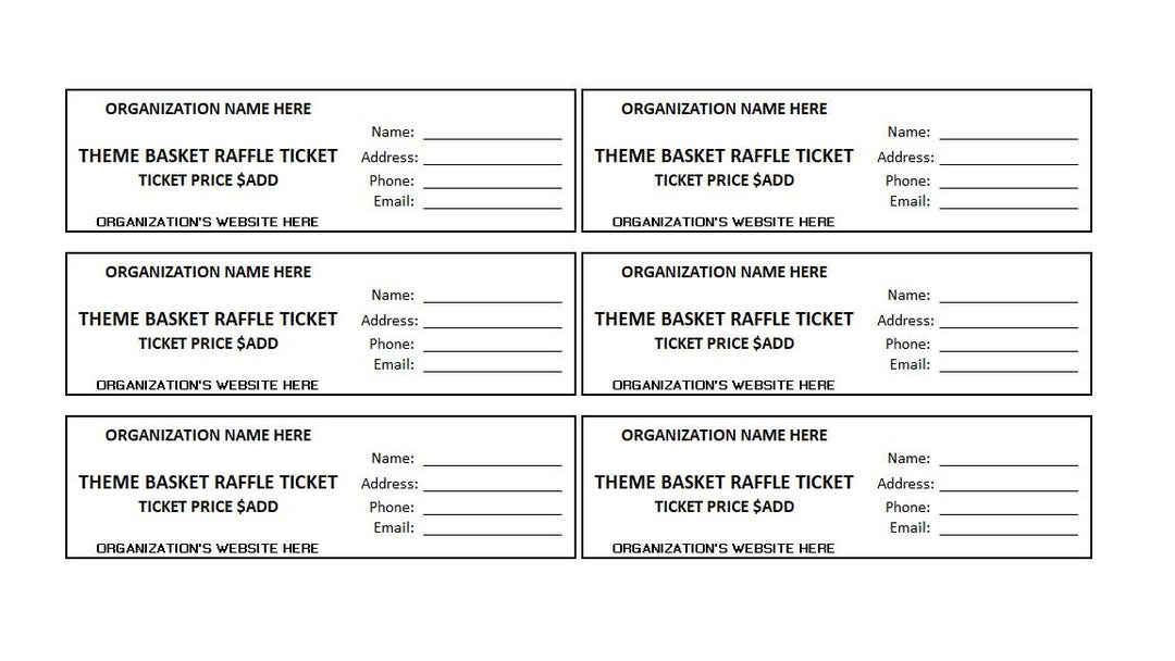 Editable Theme Basket Raffle Ticket, Theme Basket Raffle, Enter to Win ...