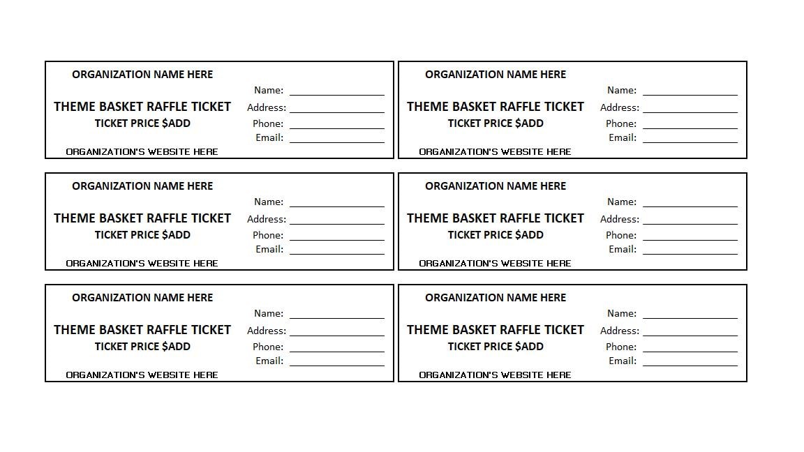 Editable Theme Basket Raffle Ticket, Theme Basket Raffle, Enter to Win ...