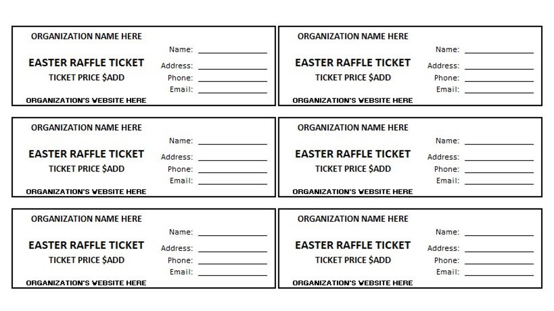Editable Easter Raffle Ticket, Easter Raffle, Enter to Win Printable ...