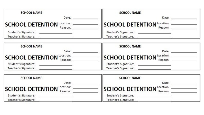 Editable School Detention Template, School Detention Template ...