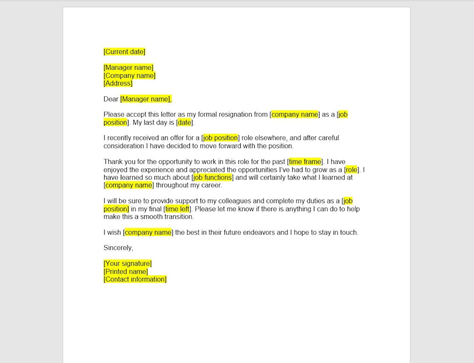 Career Change Resignation Letter, Resignation Letter, Resignation ...