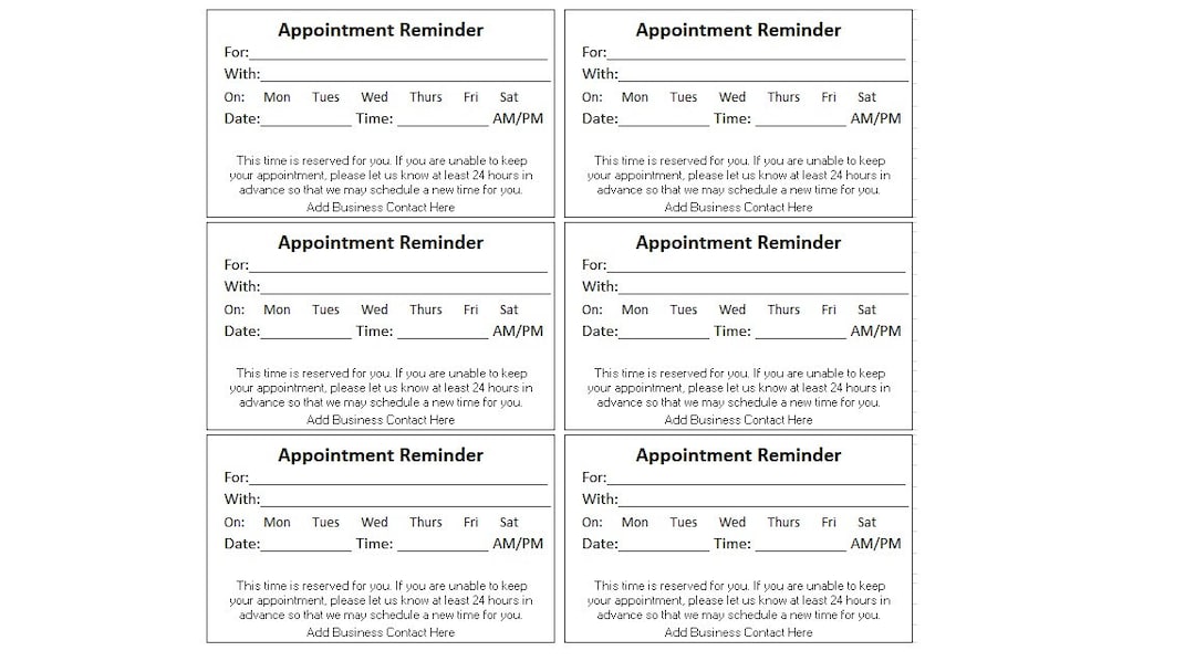 Editable Appointment Reminder Card Template, DIY Editable Cards ...