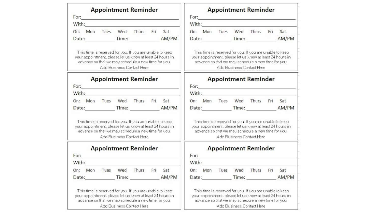 Editable Appointment Reminder Card Template, DIY Editable Cards ...