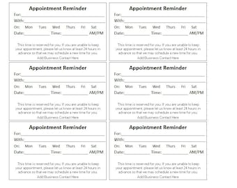 Appointment Reminder Card Template - Etsy