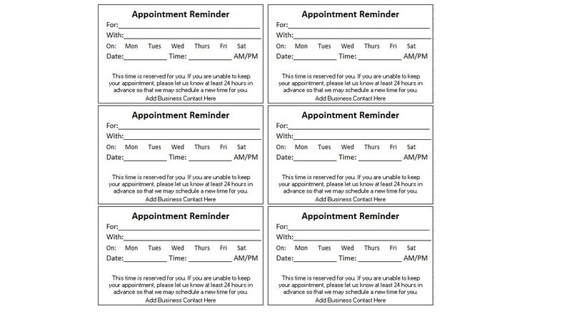 Editable Appointment Reminder Card Template, DIY Editable Cards ...