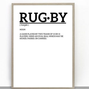 Rugby Definition, Rugby Print, Rugby Decor, Definition Print, Sports ...