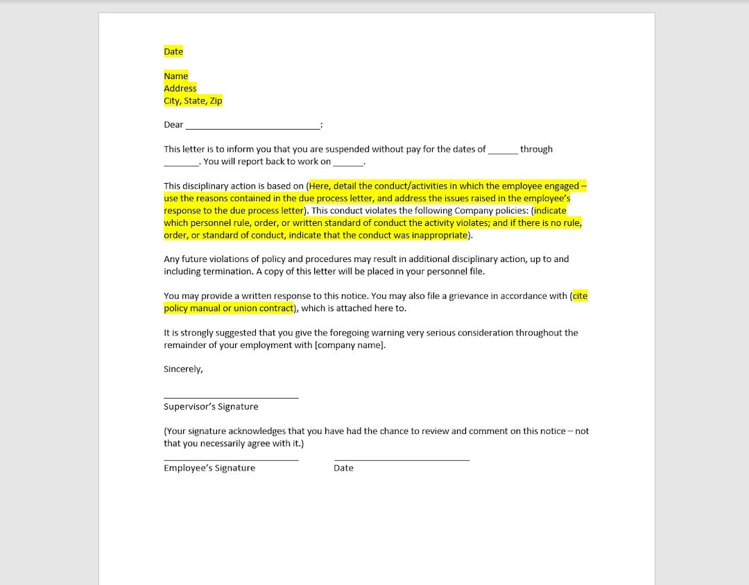 School Suspension Letter