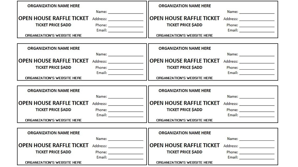 Editable Open House Raffle Ticket, Open House Raffle, Enter to Win ...