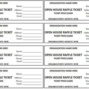 Open House Raffle Tickets - Etsy