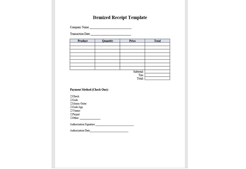 Editable Itemized Receipt Template, Itemized Receipt, Receipt Template ...