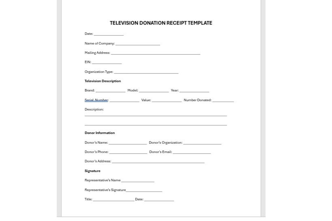 Television Donation Receipt Template, Receipt, Receipt Template, Word ...