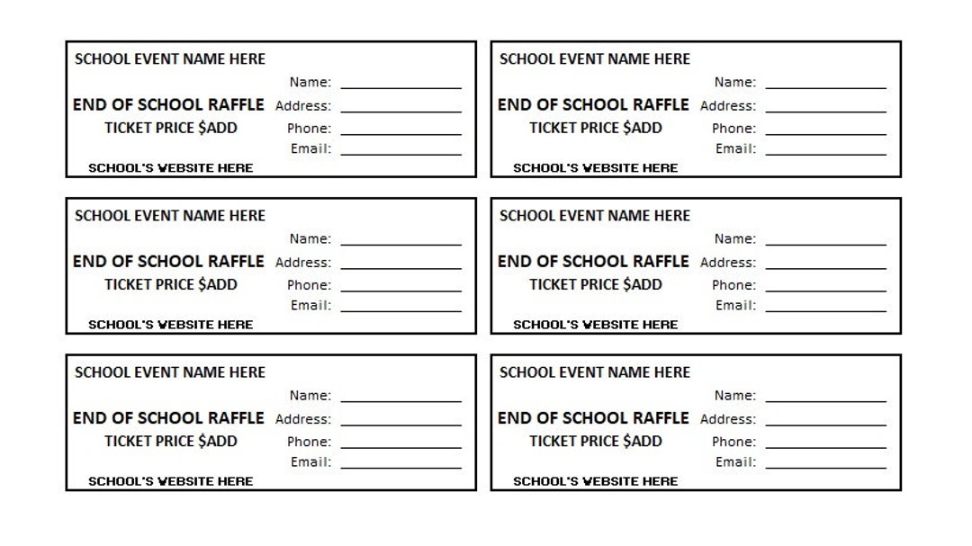 End of School Printable Raffle Ticket, Enter to Win Printable Ticket ...