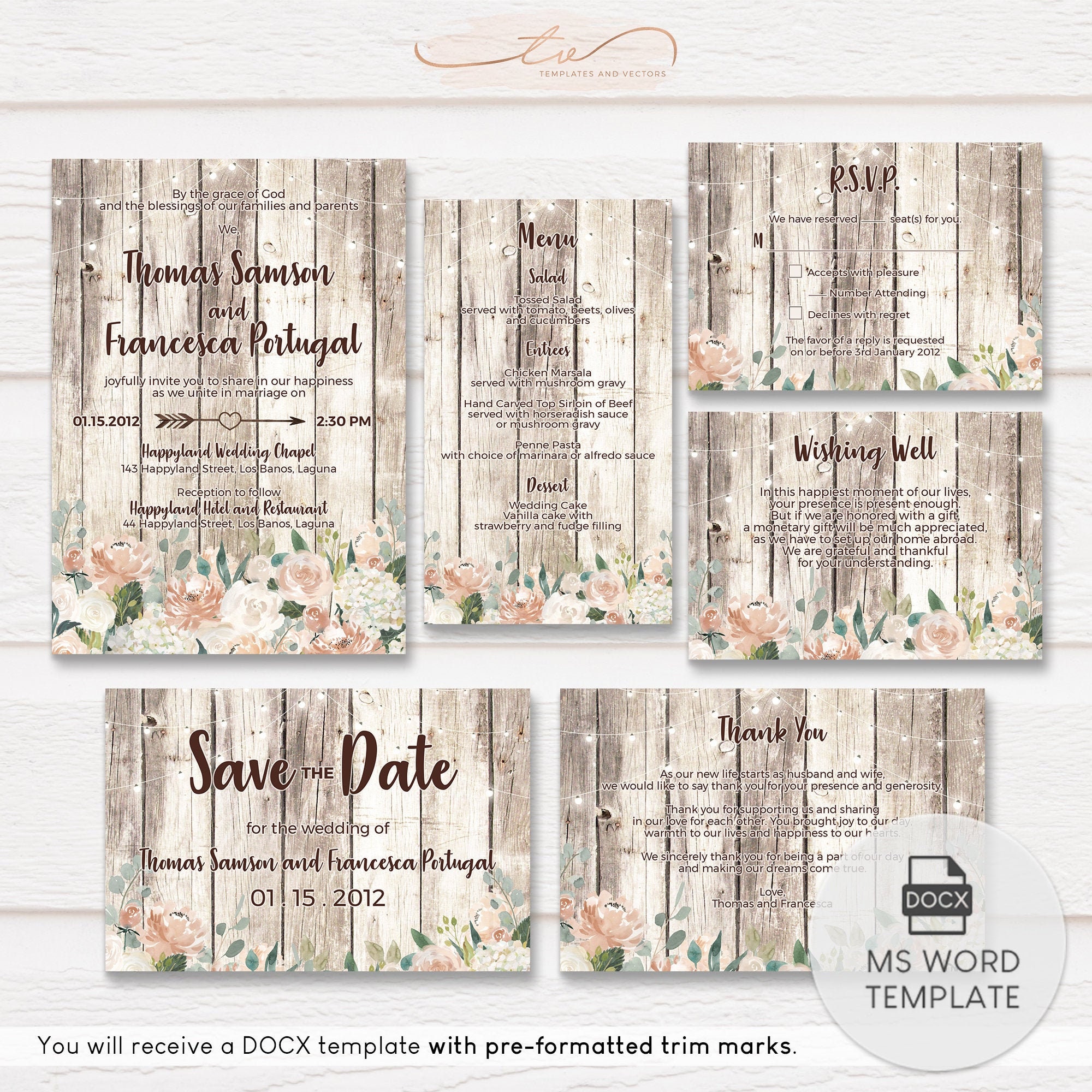 Rustic Bohemian Wedding Invitation Template Printable Wedding | Etsy