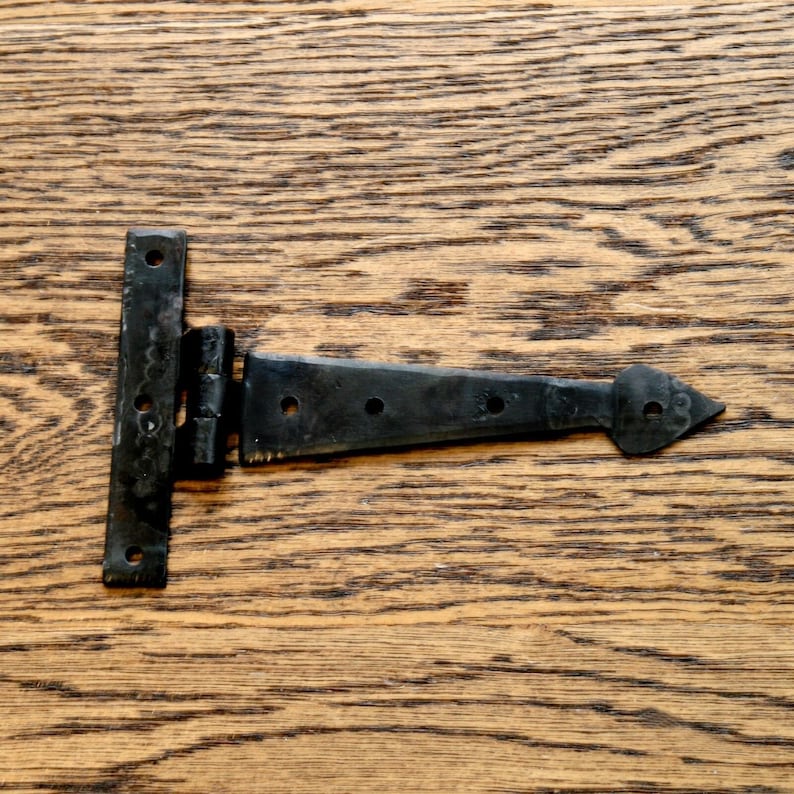 4 Inch PAIR T Hinges Tee Hinge Strap Hinge Black Vintage Wrought Iron ...