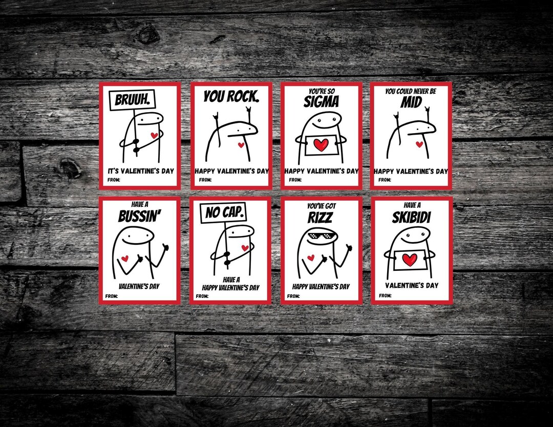 Gen Z Kids Slang Valentine Cards, PRINTABLE, Bruh Its Valentines Day ...