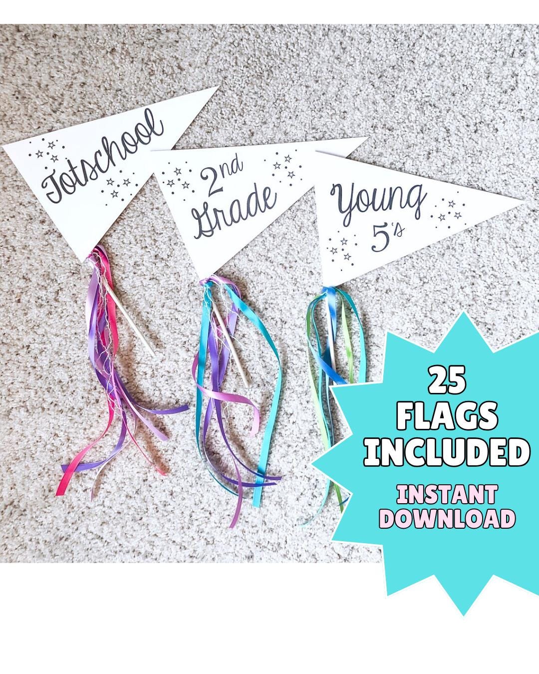 25 PRINTABLE Flags, First Day of School Flag, Homeschool, Teacher Flag ...
