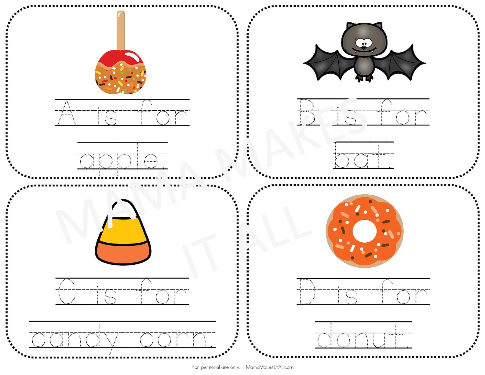 Halloween Alphabet Tracing Cards Printable PDF Instant Download ...