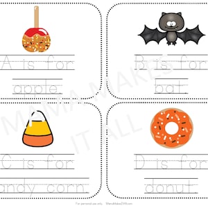 Halloween Alphabet Tracing Cards Printable PDF Instant - Etsy