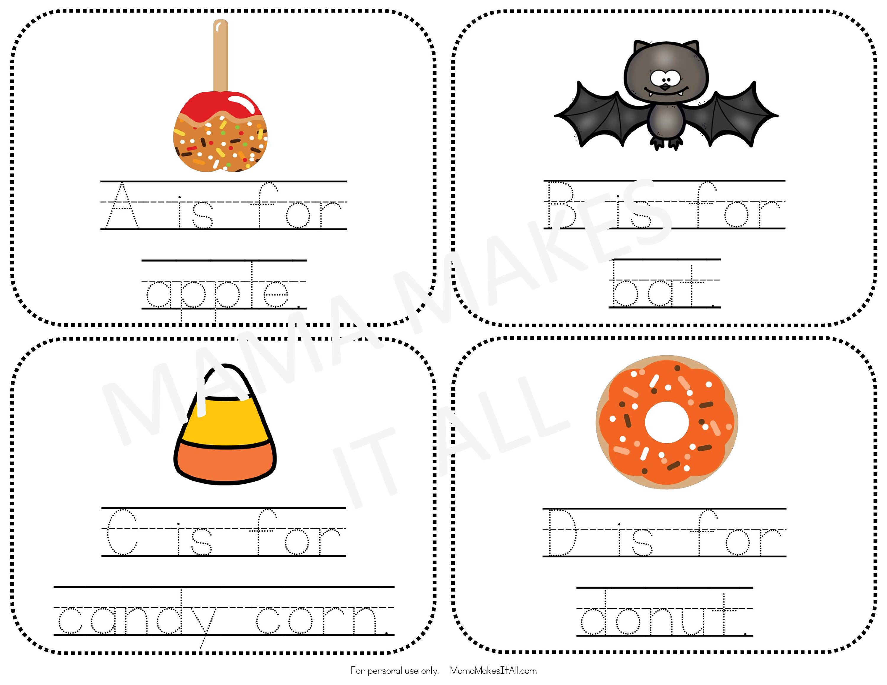 Halloween Alphabet Tracing Cards Printable PDF Instant Download ...