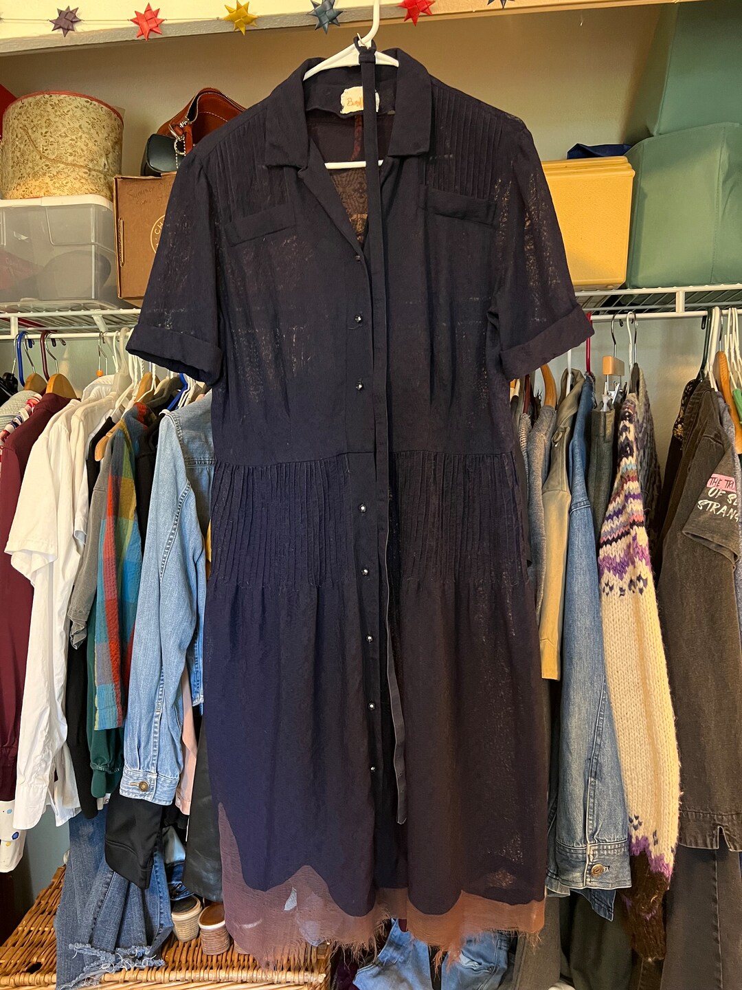 Navy Blue Sheer Dress - Etsy