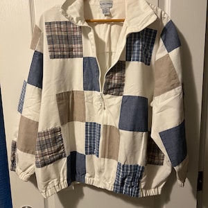 Patchwork Preppy Cotton Jacket - Etsy