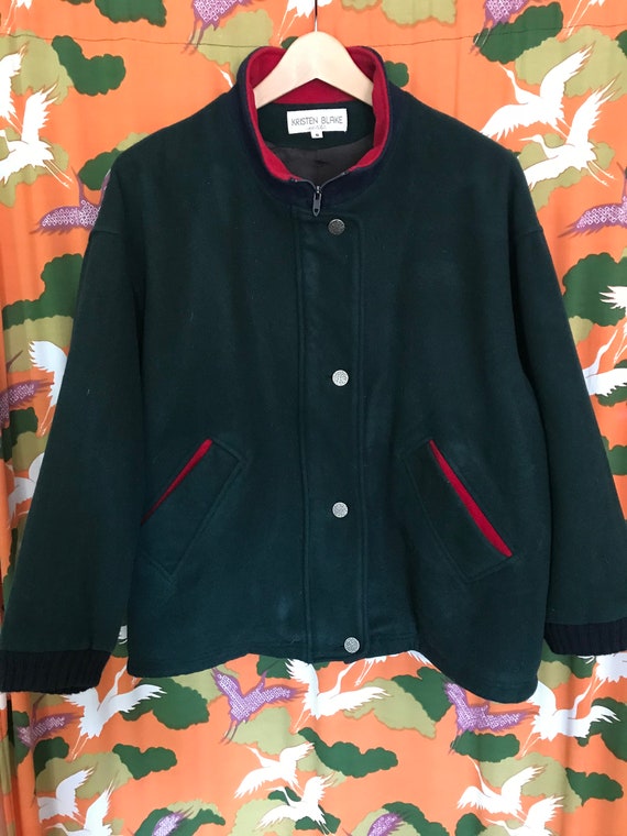 Tri-Color Wool Jacket: Petite Small Zip Coat - Gem