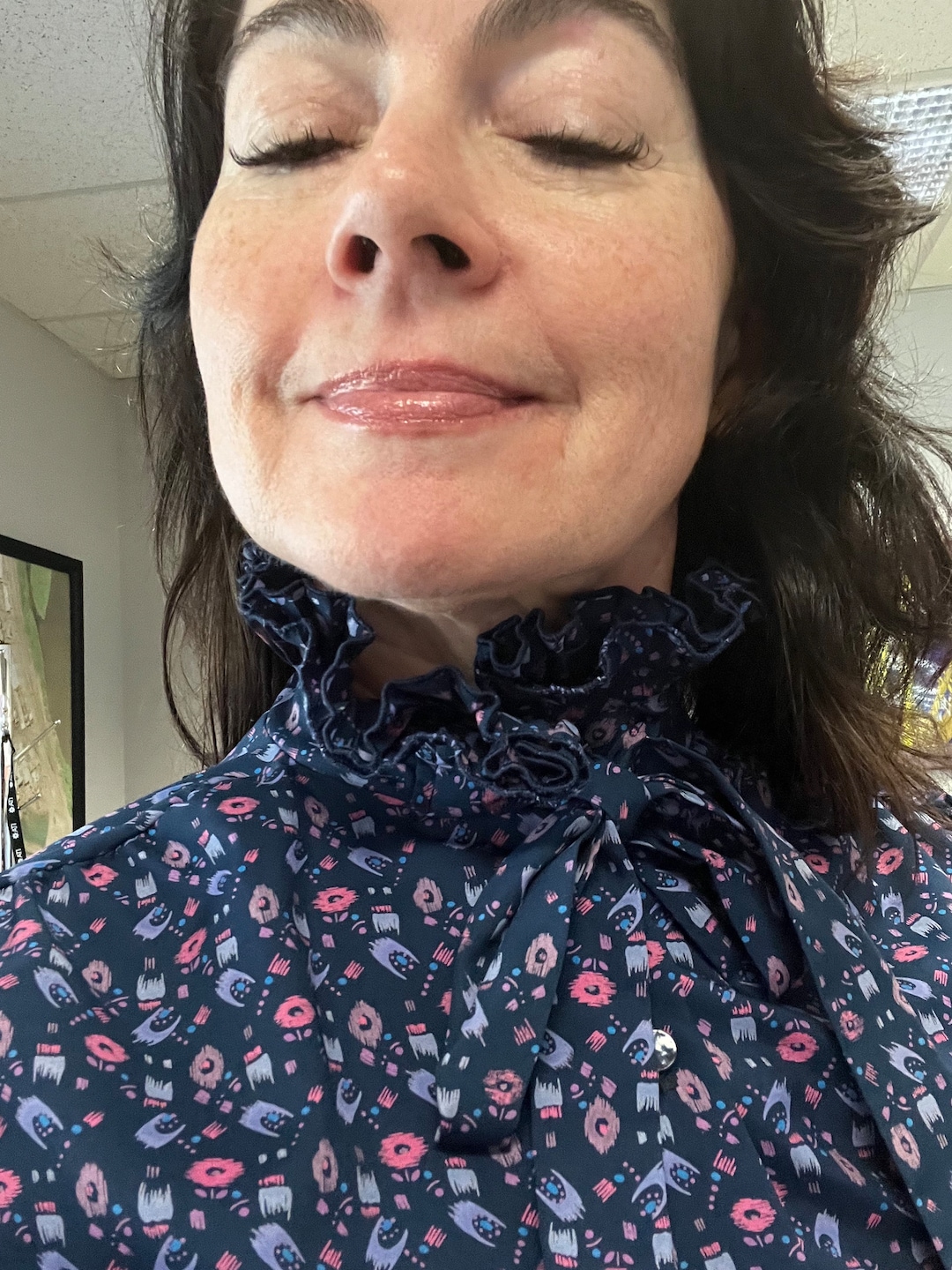 80s Ruffle Tie Neck Blouse - Etsy