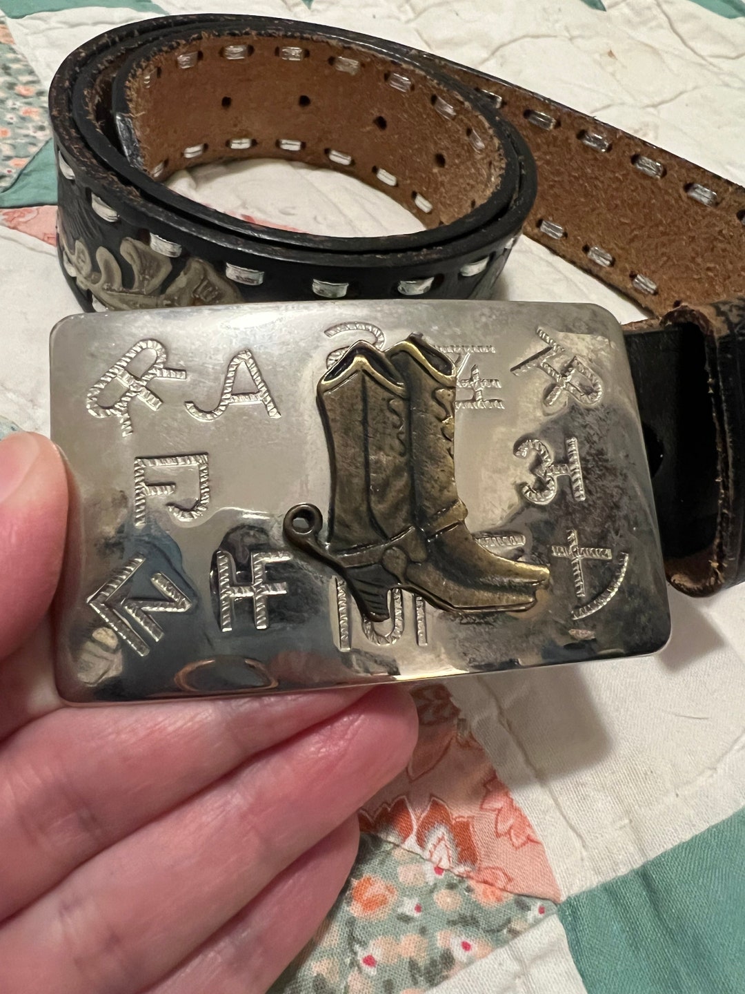Vintage Western Belt, Cowboy Boot and Spurs Buckle - Etsy